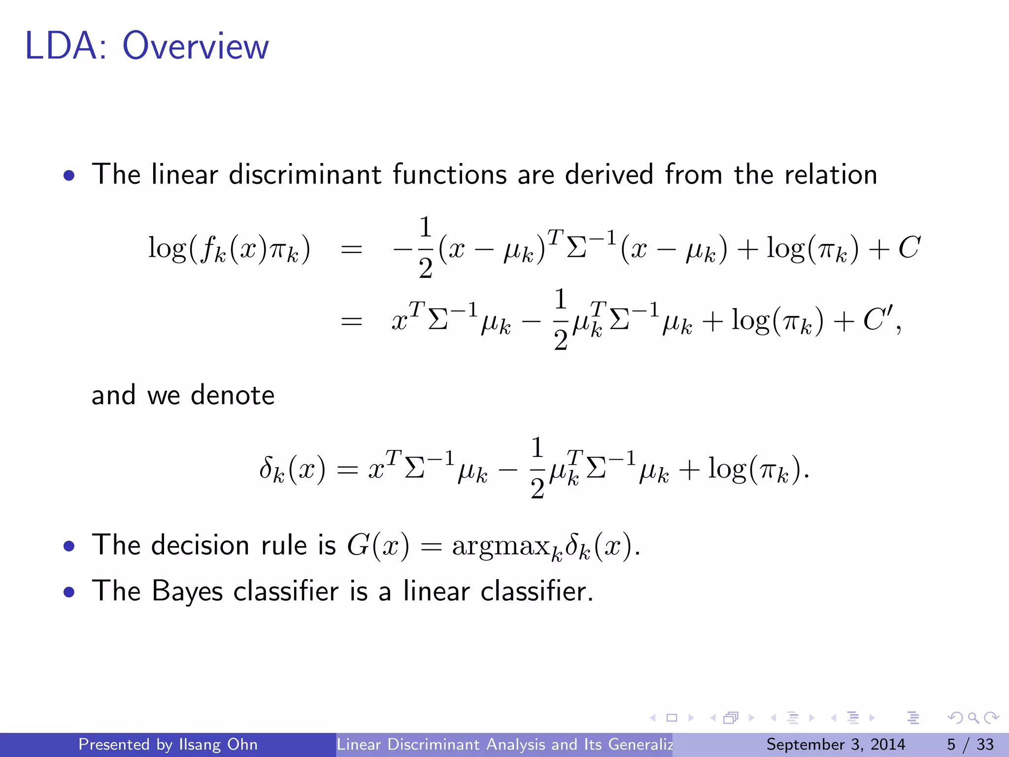 Linear Discriminant Analysis and Its Generalization | PDF