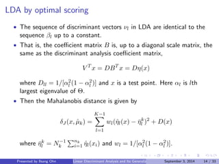 Linear Discriminant Analysis and Its Generalization | PDF