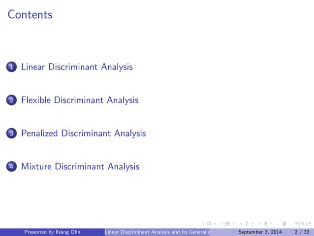 Linear Discriminant Analysis and Its Generalization | PPT