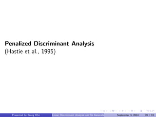 Linear Discriminant Analysis and Its Generalization | PDF
