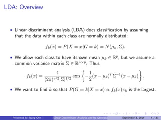 Linear Discriminant Analysis and Its Generalization | PDF