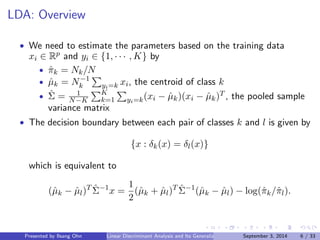 Linear Discriminant Analysis and Its Generalization | PDF