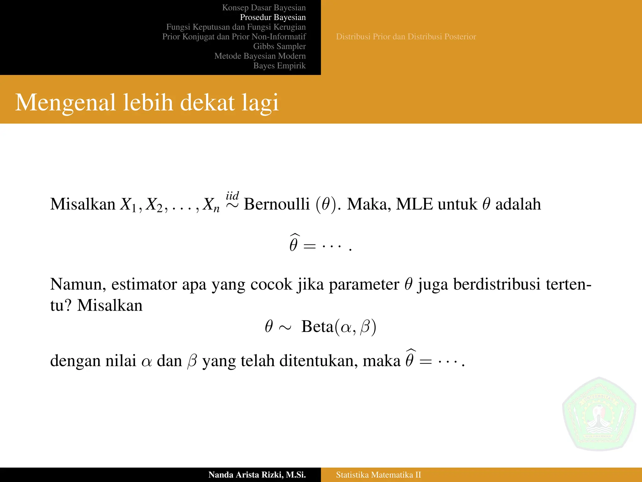 BAYESIAN ANALYSIS STATISTIC MATHEMATICS F | PPT