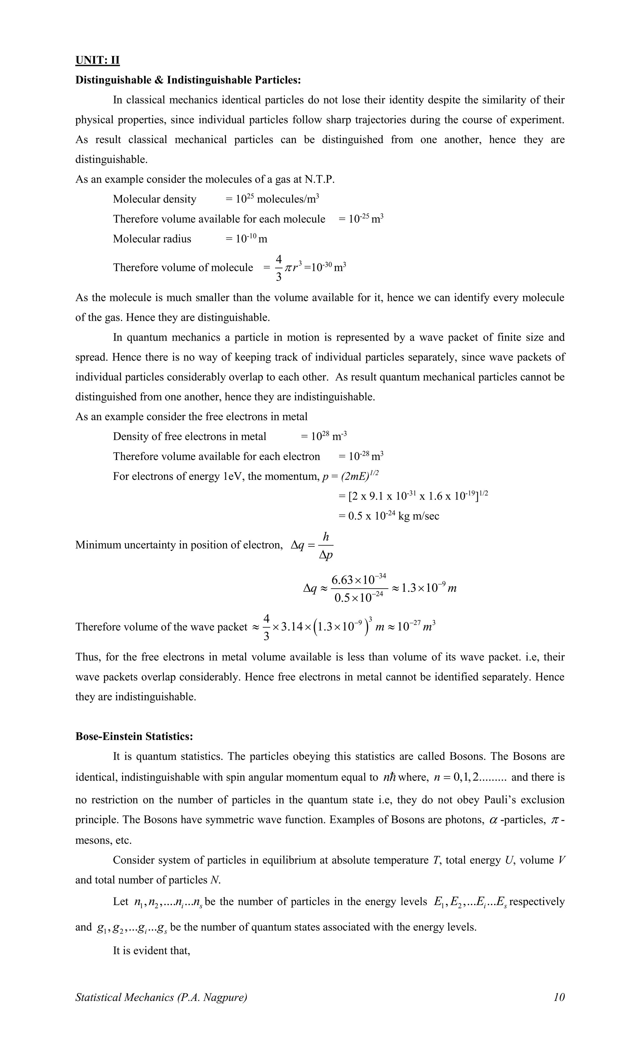 Statistical Mechanics B.Sc. Sem VI | PDF