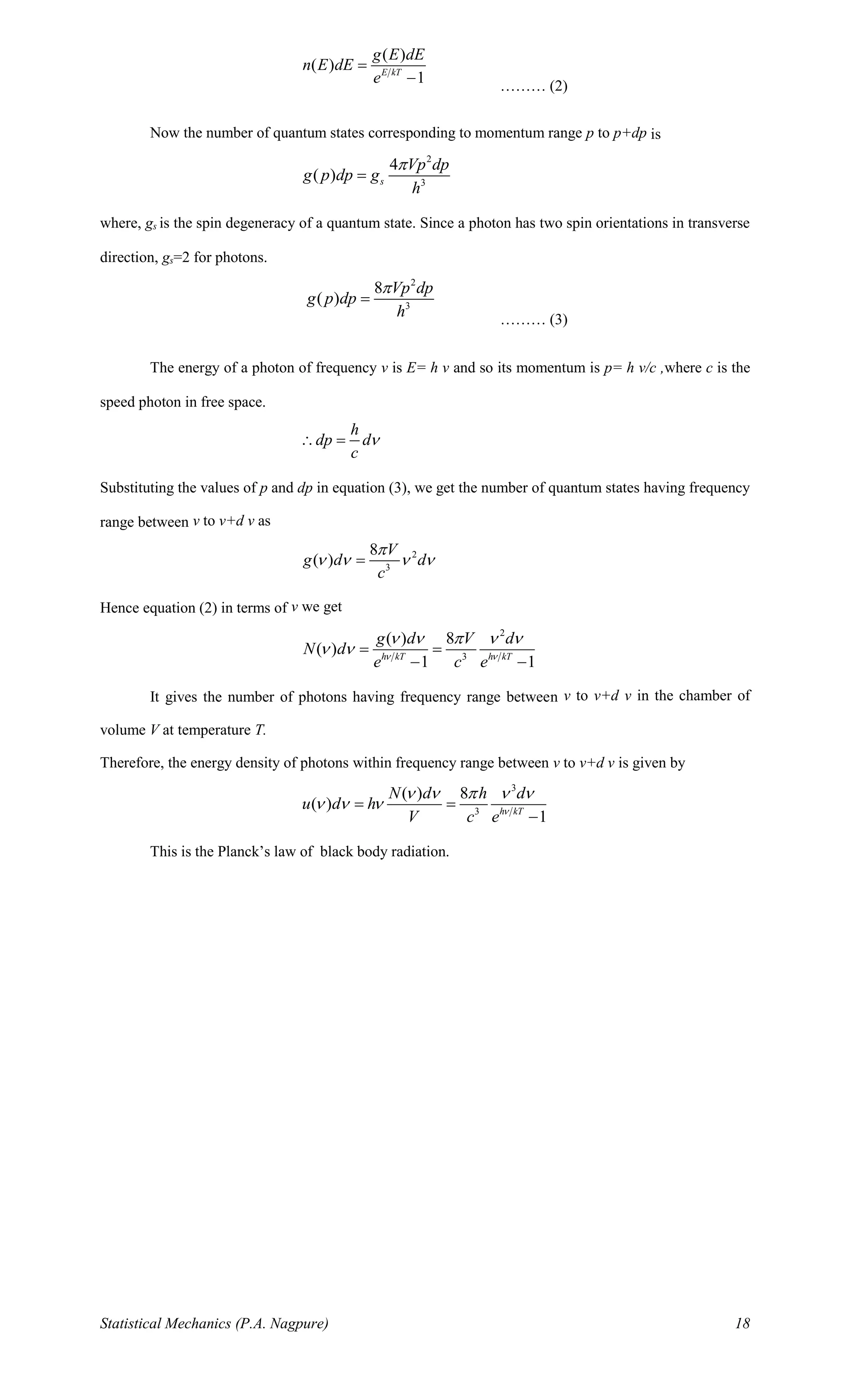 Statistical Mechanics B.Sc. Sem VI | PDF