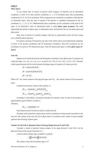 Statistical Mechanics B.Sc. Sem VI | PDF