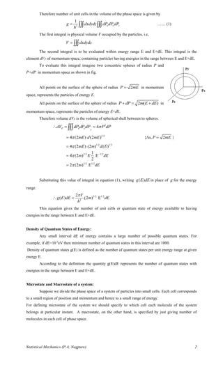 Statistical Mechanics B.Sc. Sem VI | PDF