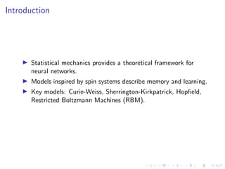 Overview of basic statistical mechanics of NNs | PDF