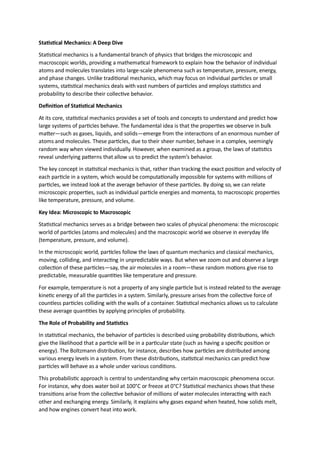 STATitical MECHanics lecture notes for undergrad PART | PDF