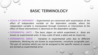 Basic terminology of experimental design in Agriculture | PPTX