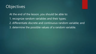 Random Variables Probability Distribution and its properties Stats anf Probability | PPTX