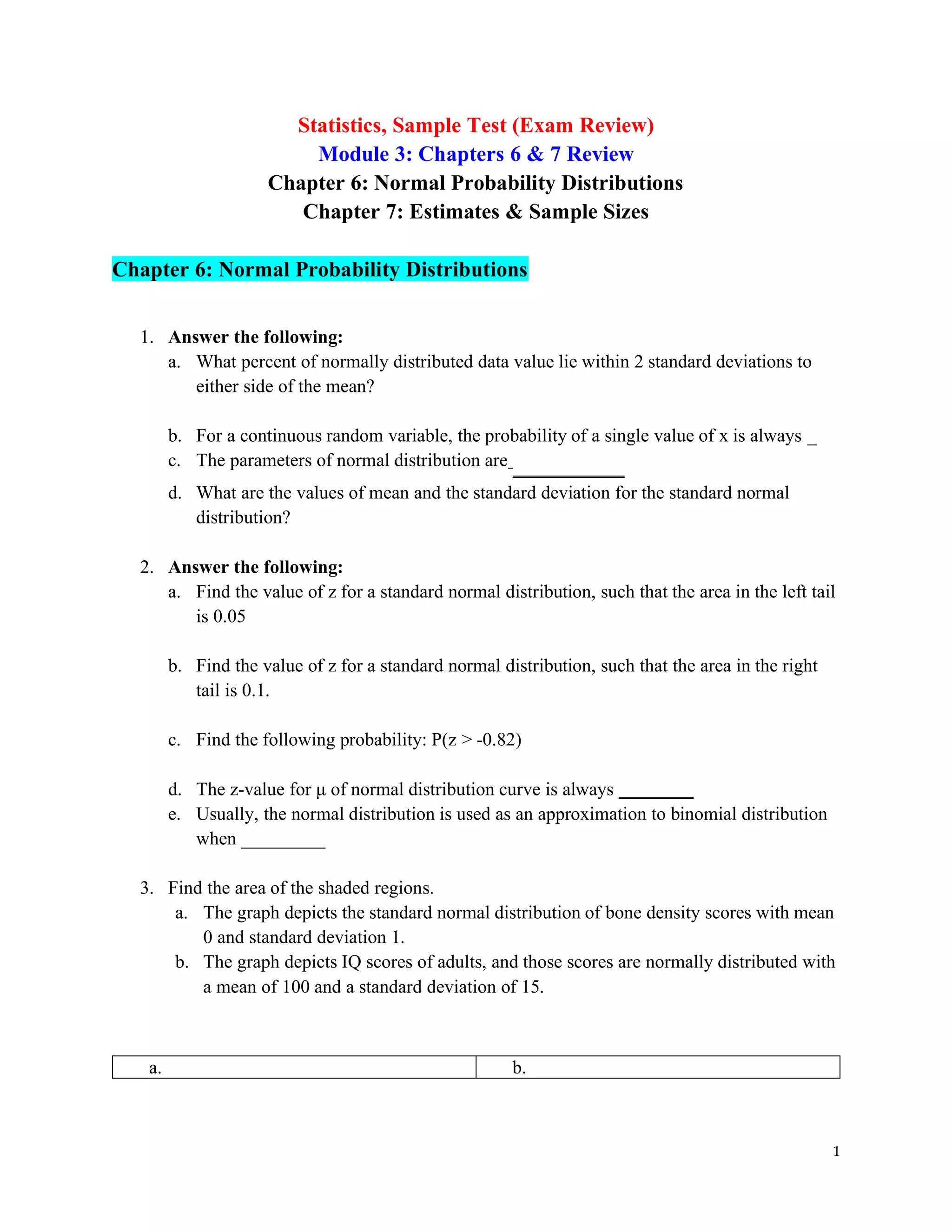 Practice Test Chapter 6 (Normal Probability Distributions) | PDF