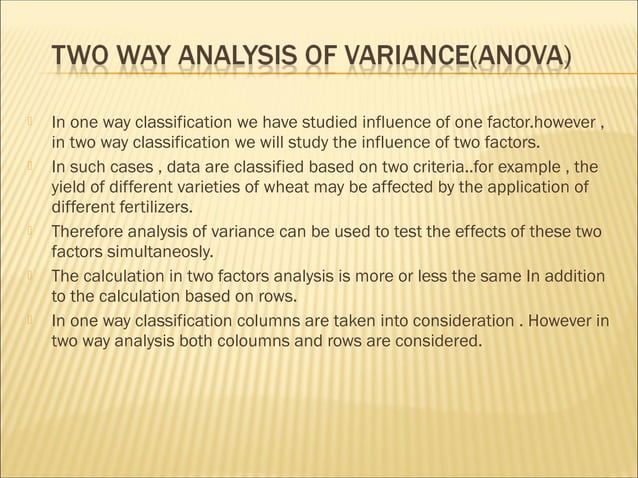 ANOVA & EXPERIMENTAL DESIGNS | PPT
