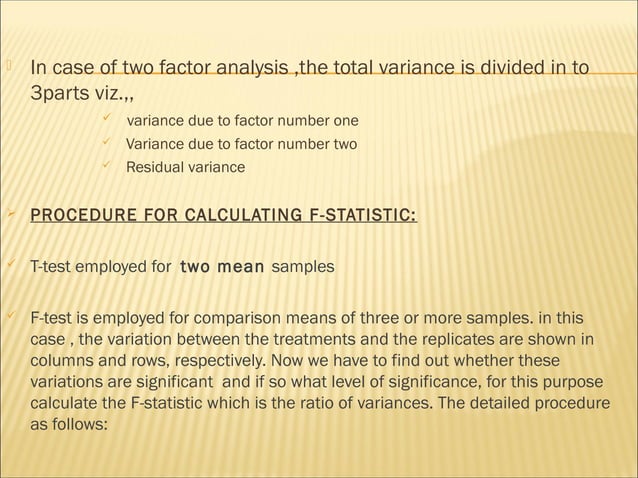 ANOVA & EXPERIMENTAL DESIGNS | PPT