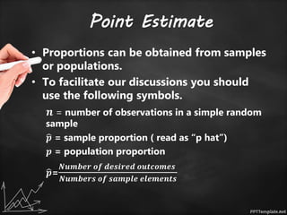 Point estimate for a population proportion p | PPTX