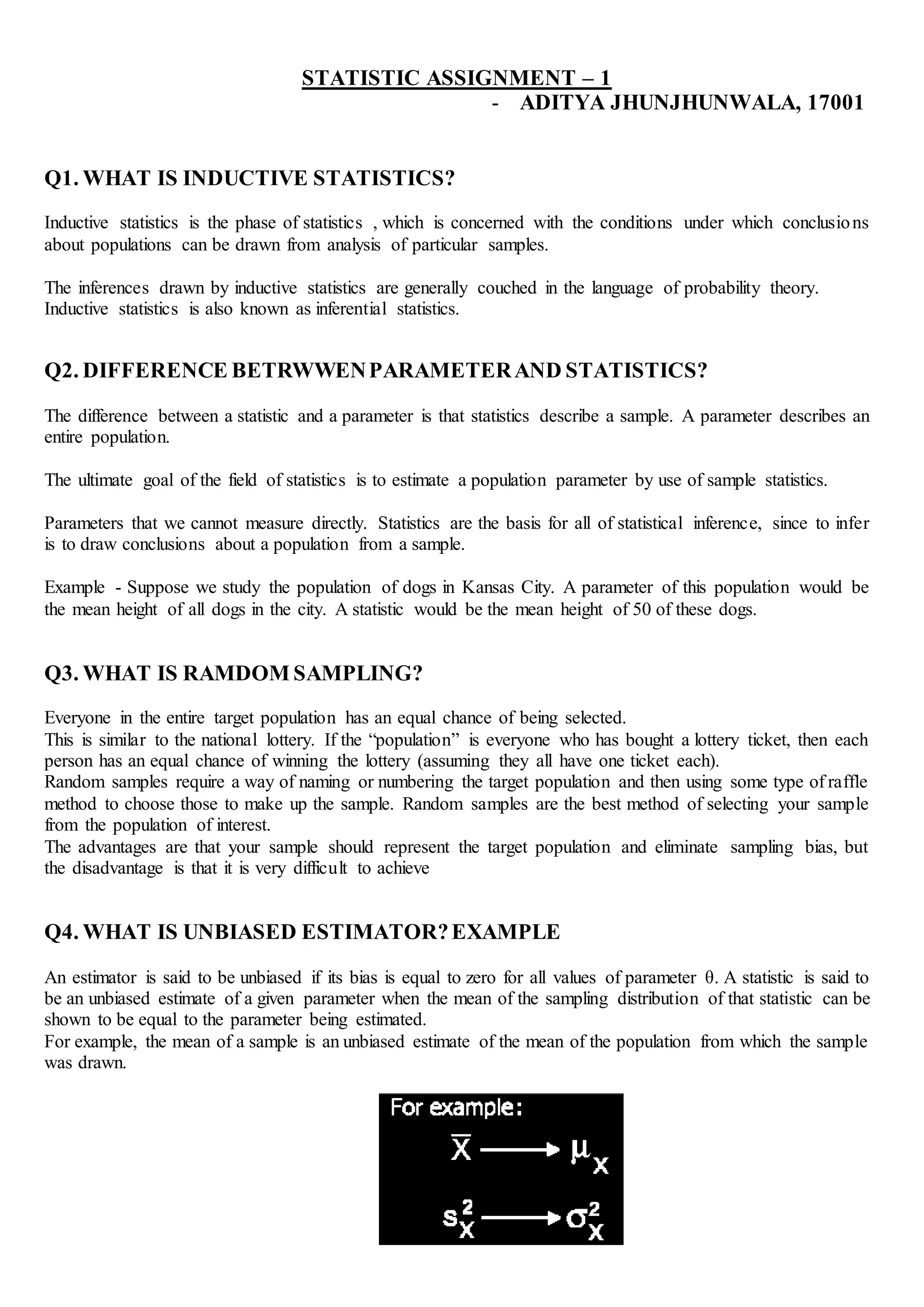 Statistics Assignment | DOCX