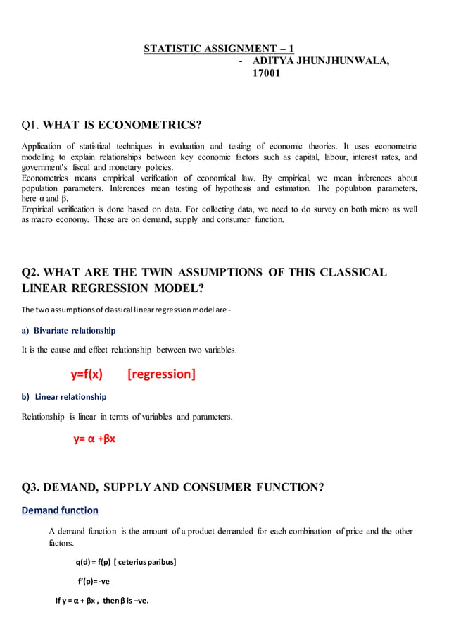 Statistics Assignment | PDF