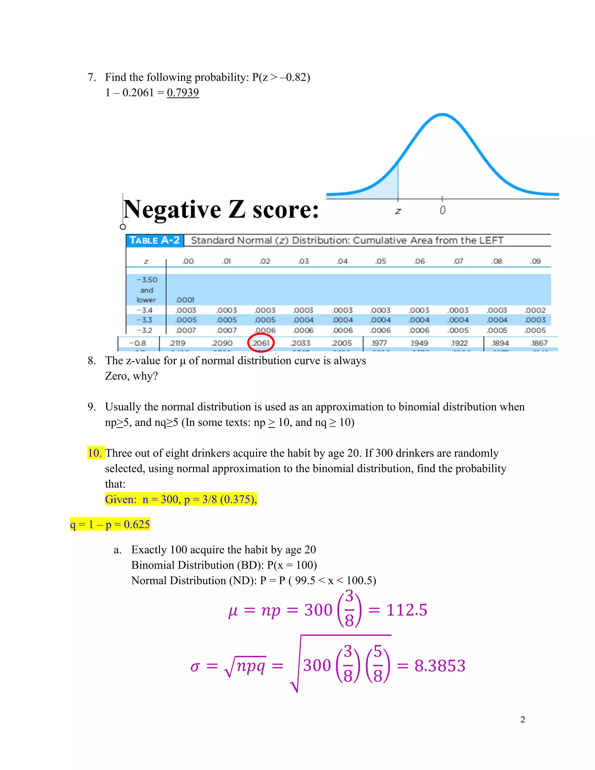 Solution to the Practice Test 3A, Normal Probability Distribution | PDF
