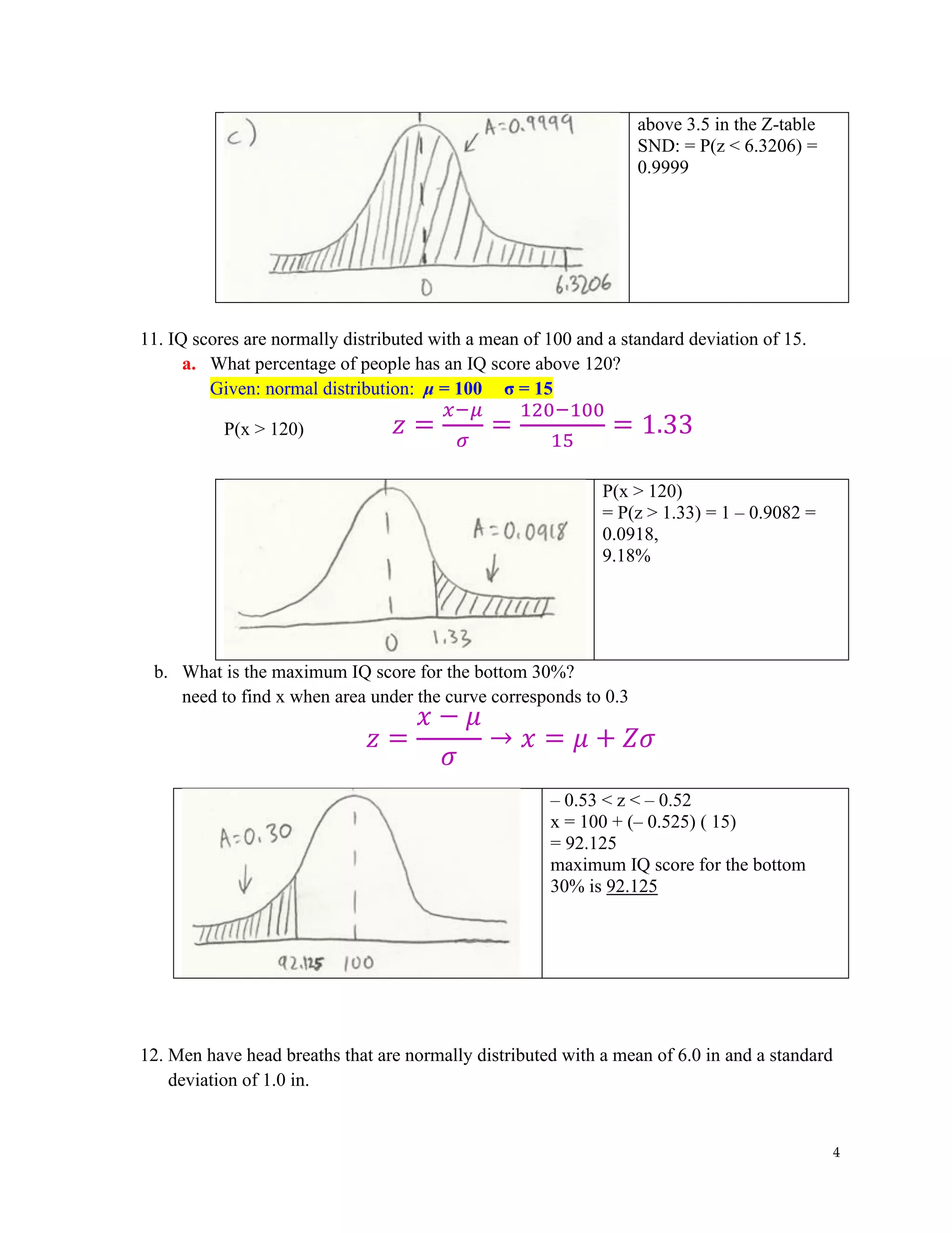 Solution to the Practice Test 3A, Normal Probability Distribution | PDF