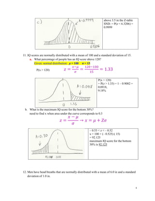 Solution to the Practice Test 3A, Normal Probability Distribution | PDF