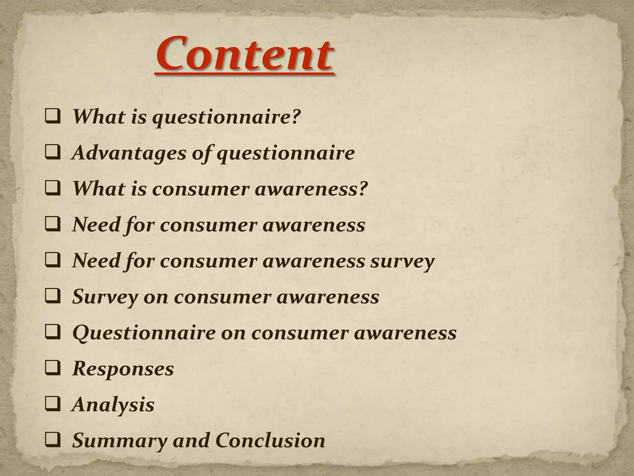 ppt on consumer awareness survey | PPTX