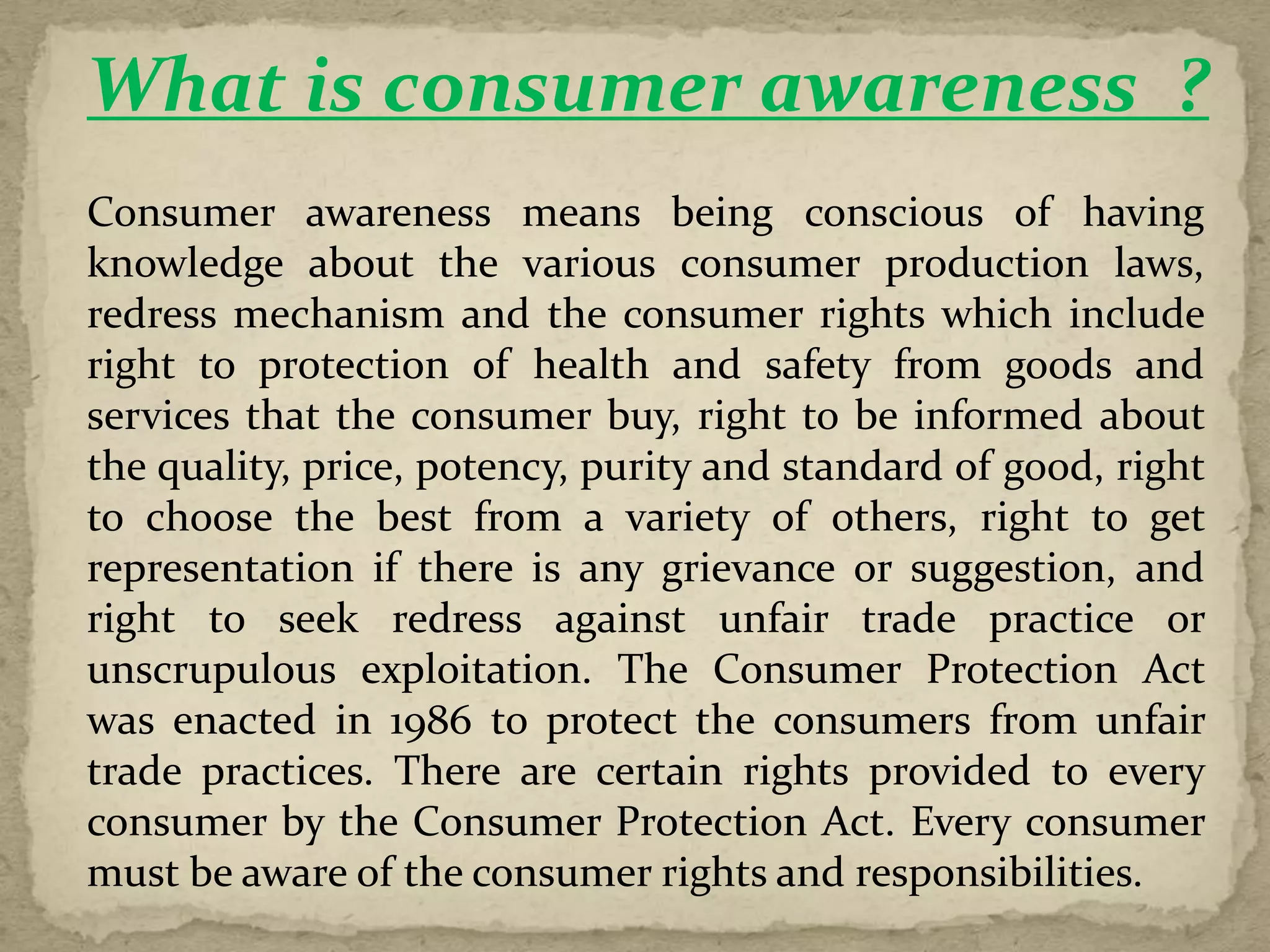 ppt on consumer awareness survey | PPTX