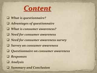 ppt on consumer awareness survey | PPTX