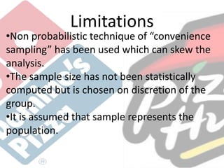 Statistical analysis between pizza hut brand and domminos | PPTX