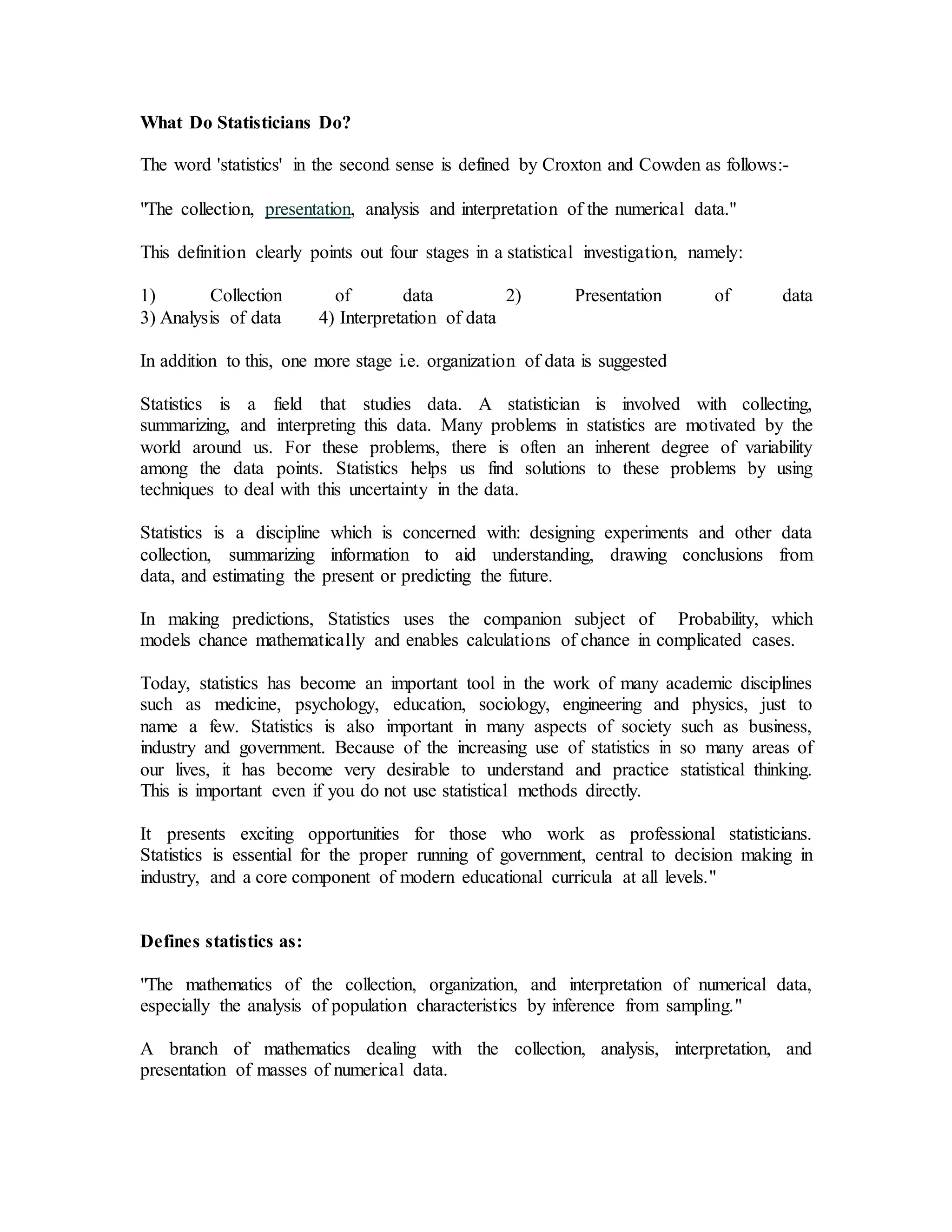 Statistics / Quantitative Techniques Study Material | DOC