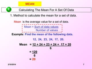 Stattistic ii - mode, median, mean | PPTX