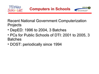 Status of ICTs in Philippine Basic Education | PPS