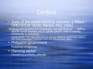 Status Of Seafarers’ Advocacy Work And Levels Roli Talampas | PPT
