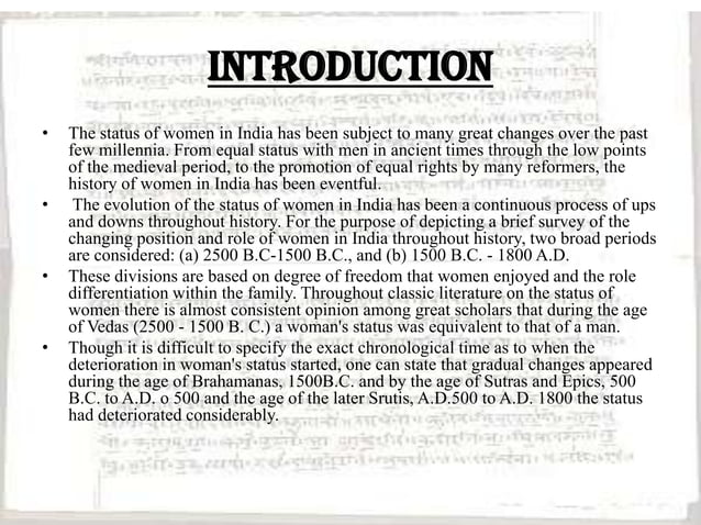 Status and position of Women in ancient India | PPTX