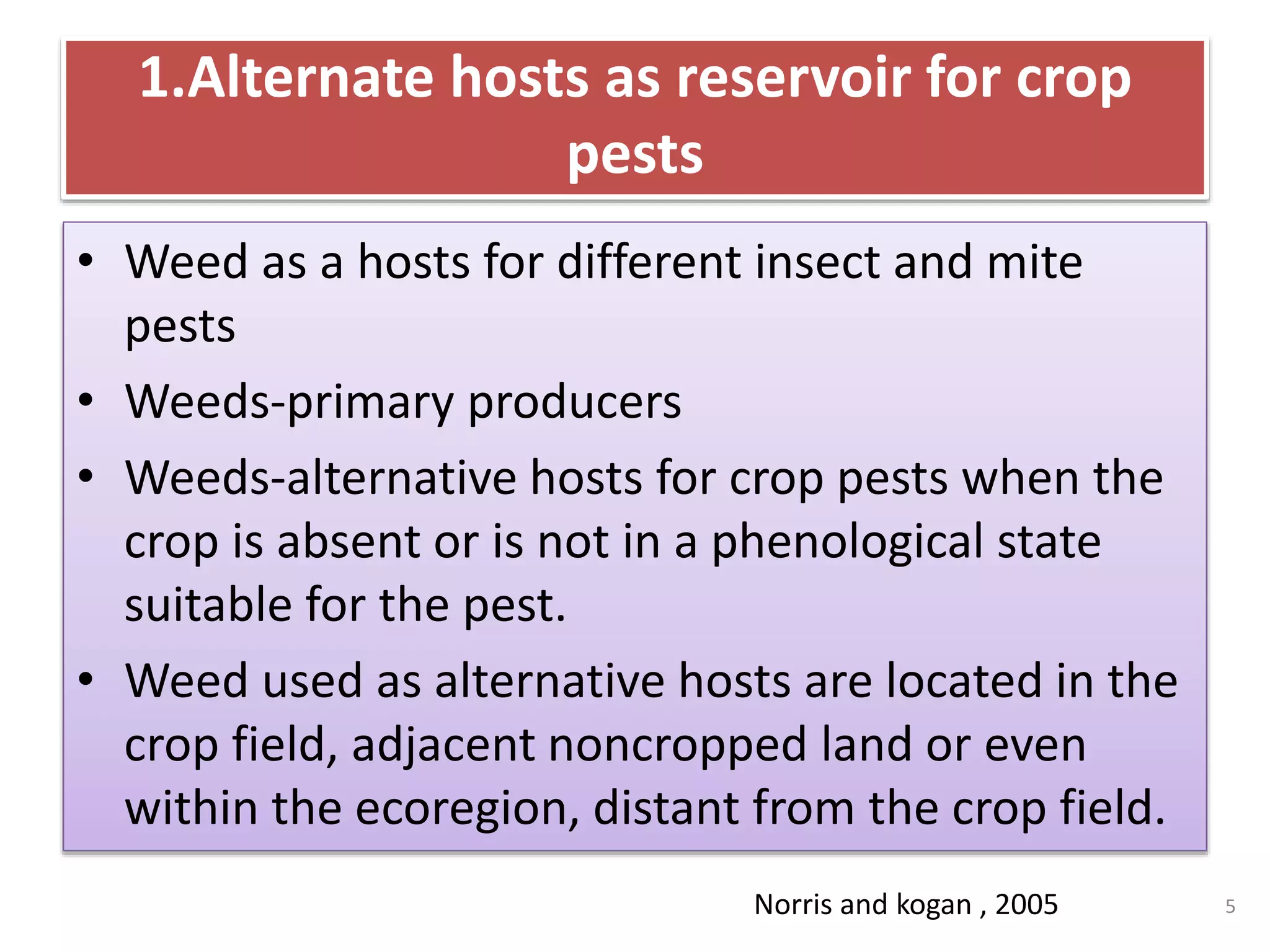 Status and scope of alternate hosts in crop pest management | PPTX
