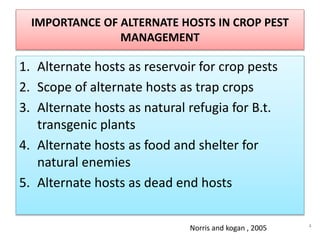 Status and scope of alternate hosts in crop pest management | PPTX