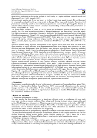 Status assessment of spice resources in nigeria | PDF