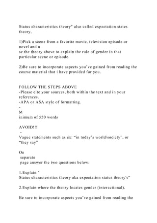 Status characteristics theory also called expectation states theory.docx