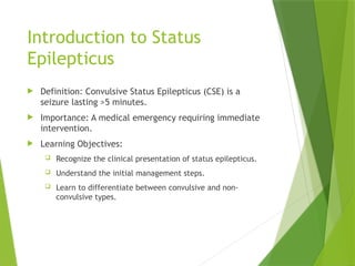 Status Epilepticus managment for the medical interns | PPTX