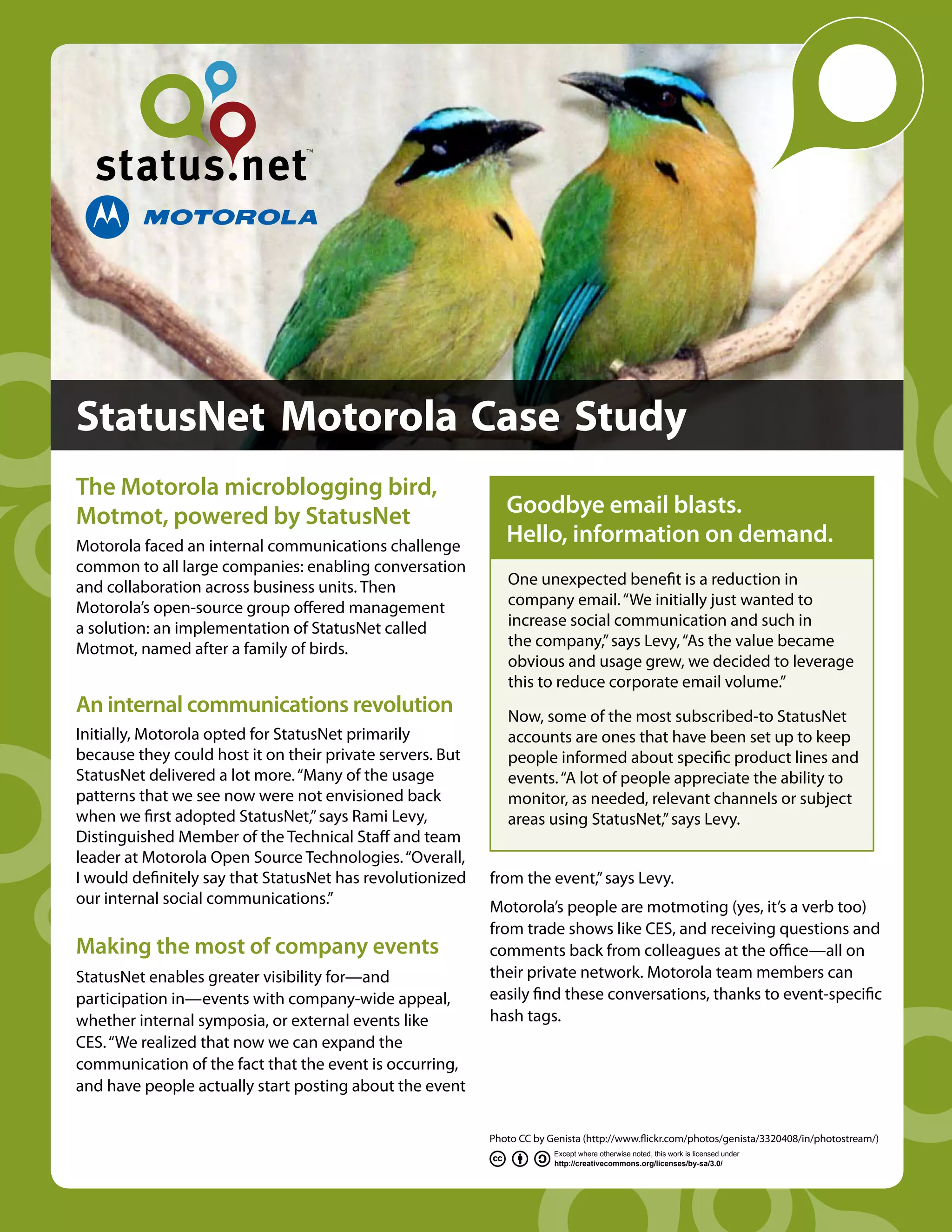 StatusNet Motorola Case Study | PDF