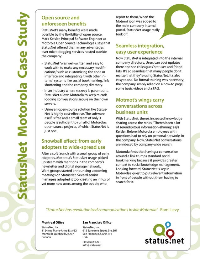 StatusNet Motorola Case Study | PDF