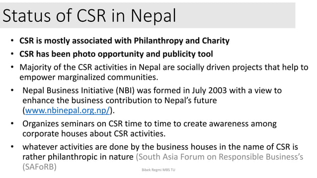 Corporate Social Responsibility(CSR) In Nepal Status | PDF