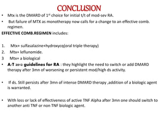 Status of dmards in rheumatoid arthritis | PPTX | Bone and Joint ...