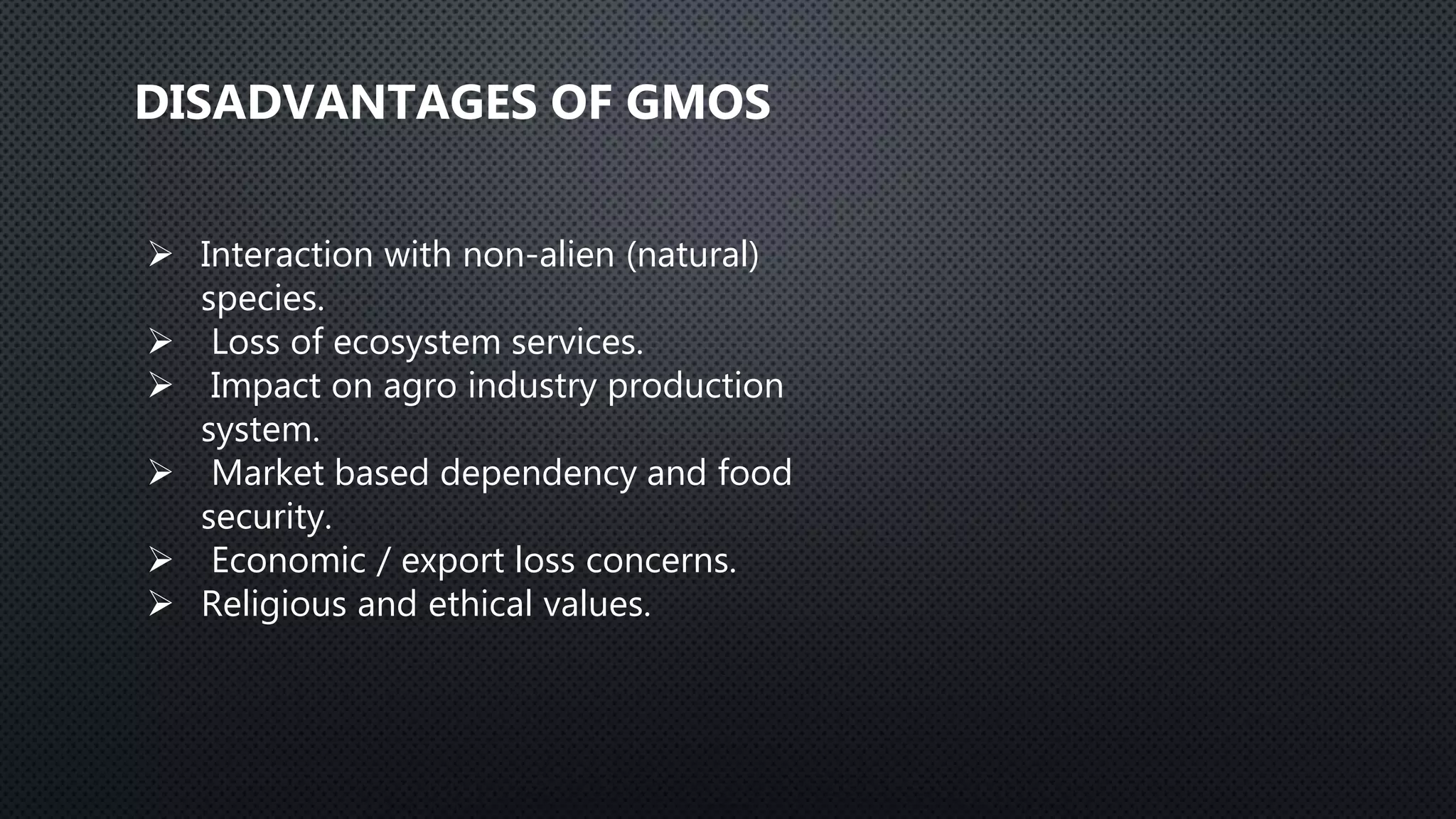Status of GMOs crops in pakistan | PPTX