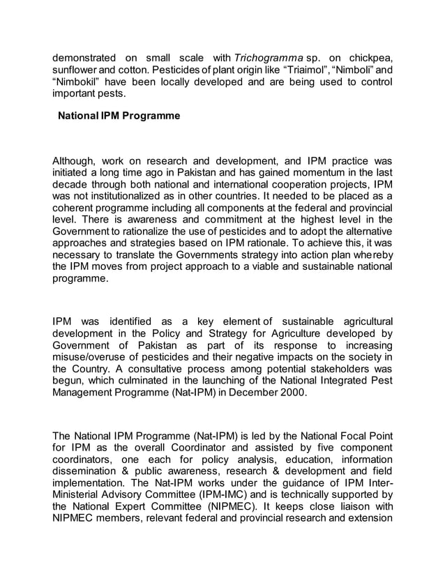 Status of ipm in Pakistan By Allah Dad Khan | PDF