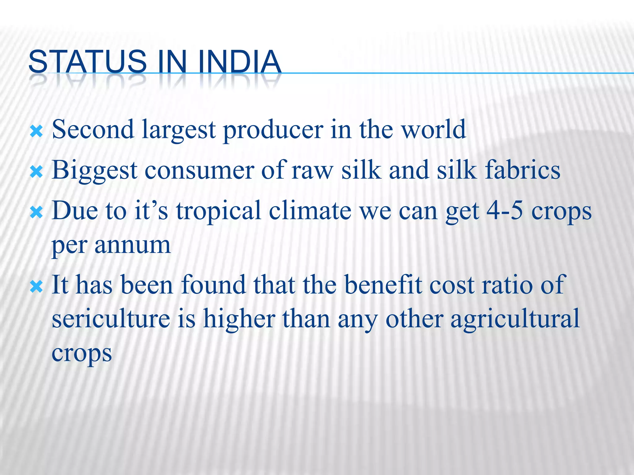 Status of sericulture in india and tamilnadu | PPTX | Agriculture ...