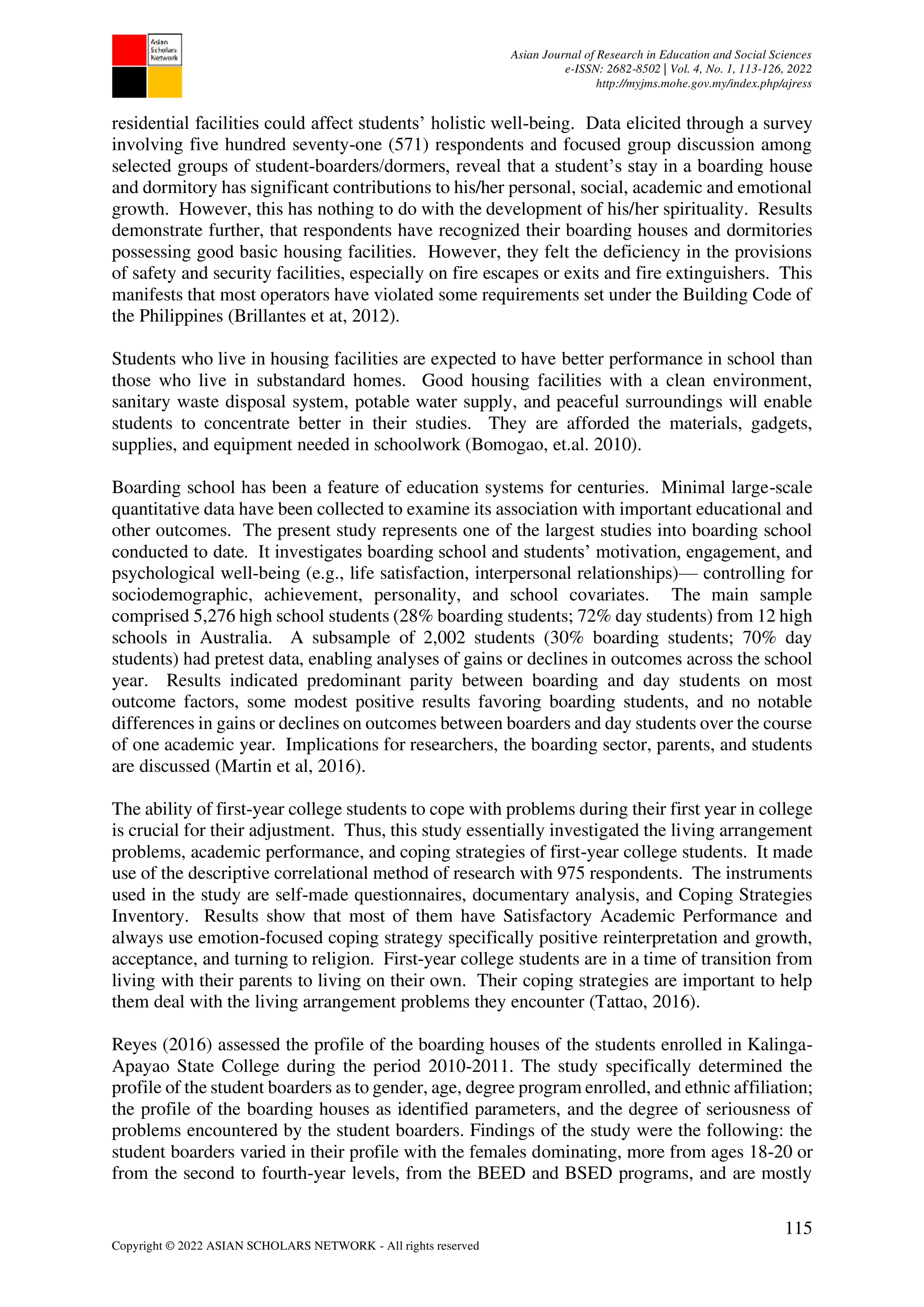 Status of Students’ Boarding Houses in the University of Eastern ...