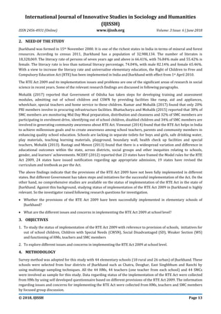 Status of the implementation of the rte act 2009 in jharkhand | PDF