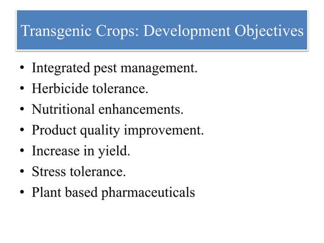 Status of transgenic crops | PPTX | Agriculture | Industries