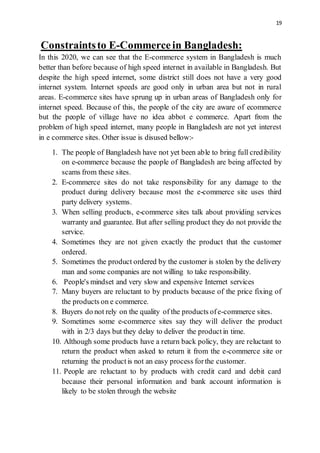 Status, potential & constraints of e commerce in Bangladesh | DOCX