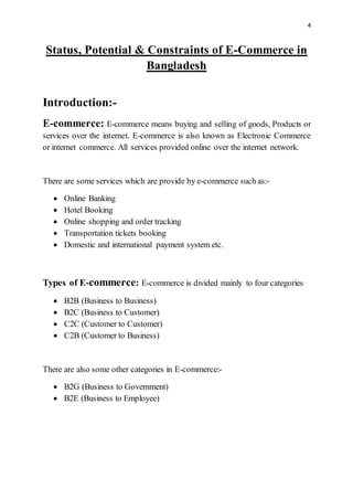 Status, potential & constraints of e commerce in Bangladesh | DOCX